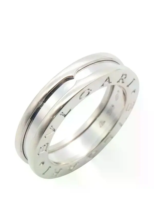 BVLGARI 18k White Gold Engraved Logo B.zero1 Ring - Silver