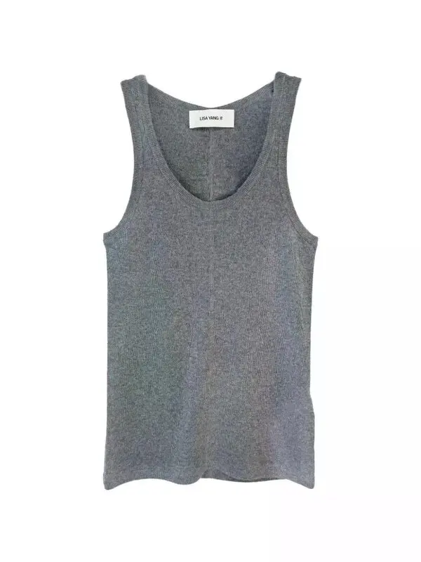 LISA YANG Ribbed Knit V-neck Sleeveless Top