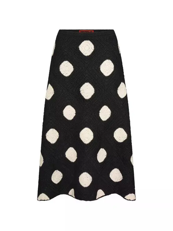 SIMONMILLER Zorah Crochet Polka-dot Midi Skirt