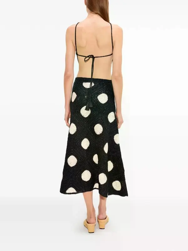 SIMONMILLER Zorah Crochet Polka-dot Midi Skirt