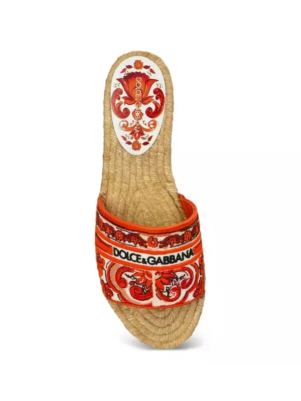 Dolce & Gabbana Maiolica-pattern Flat Espadrilles - Orange