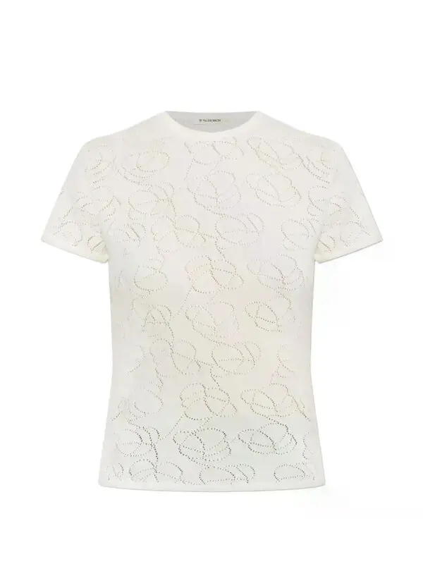 BY MALENE BIRGER Pointelle Knit T-shirt - Neutrals
