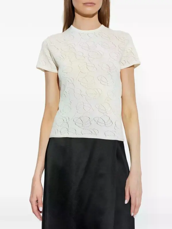 BY MALENE BIRGER Pointelle Knit T-shirt - Neutrals
