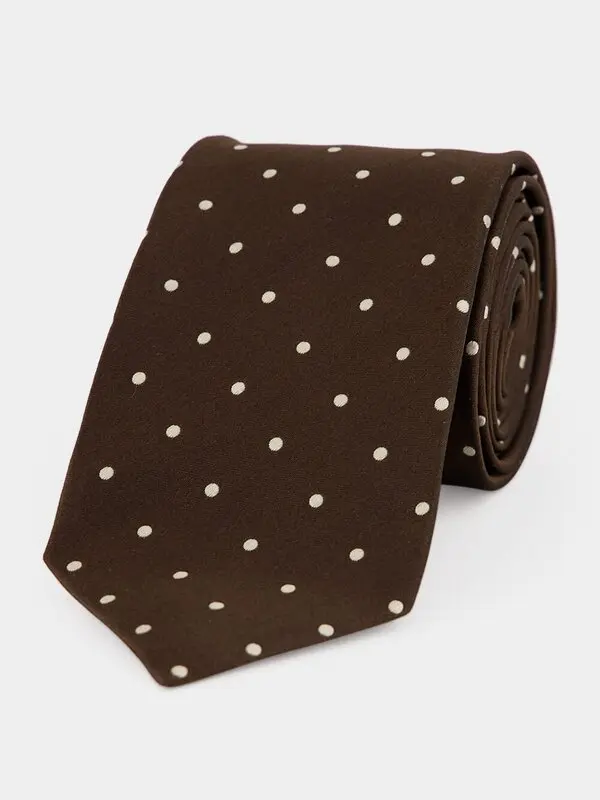 TOM FORD Chocolate Polka Dot Silk Neck Tie - Brown