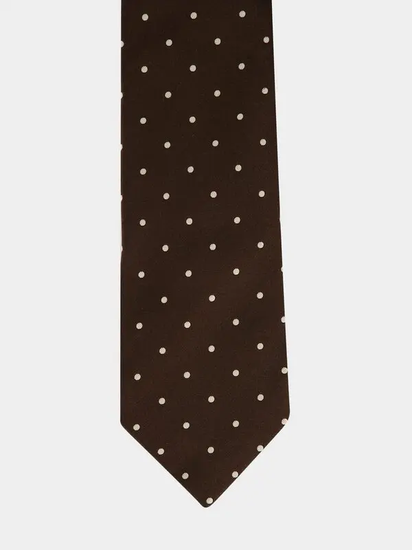 TOM FORD Chocolate Polka Dot Silk Neck Tie - Brown