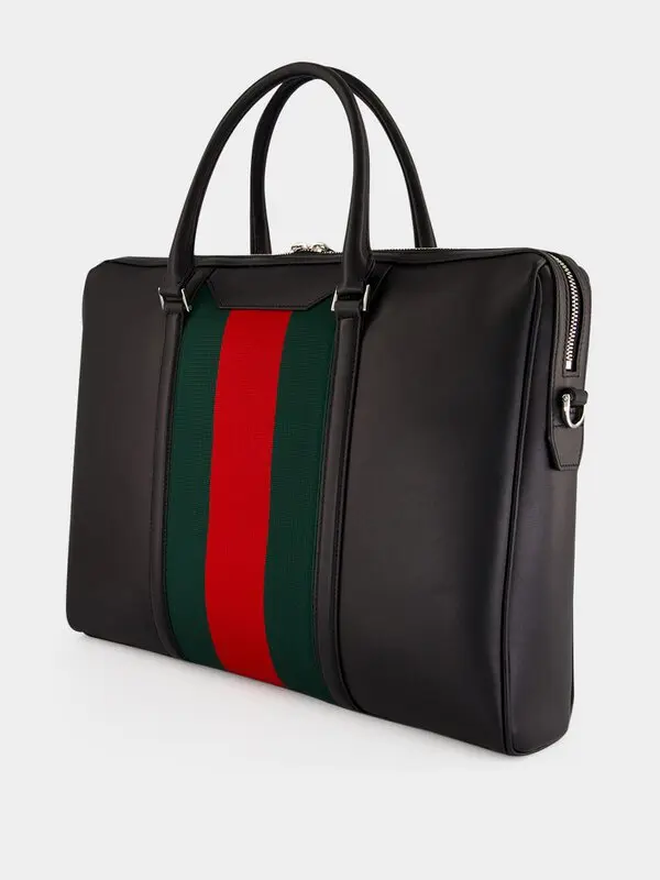 Gucci Mega Web Medium Briefcase In Leather