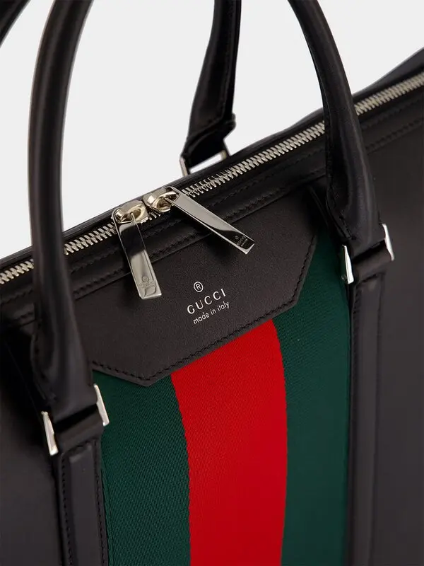 Gucci Mega Web Medium Briefcase In Leather
