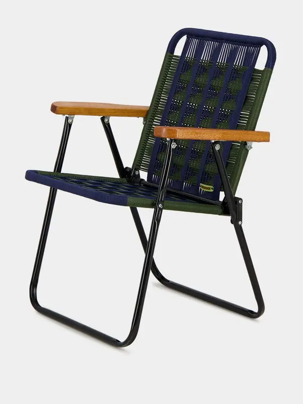 TRAMEI Woven Folding Chair With Wooden Arms
