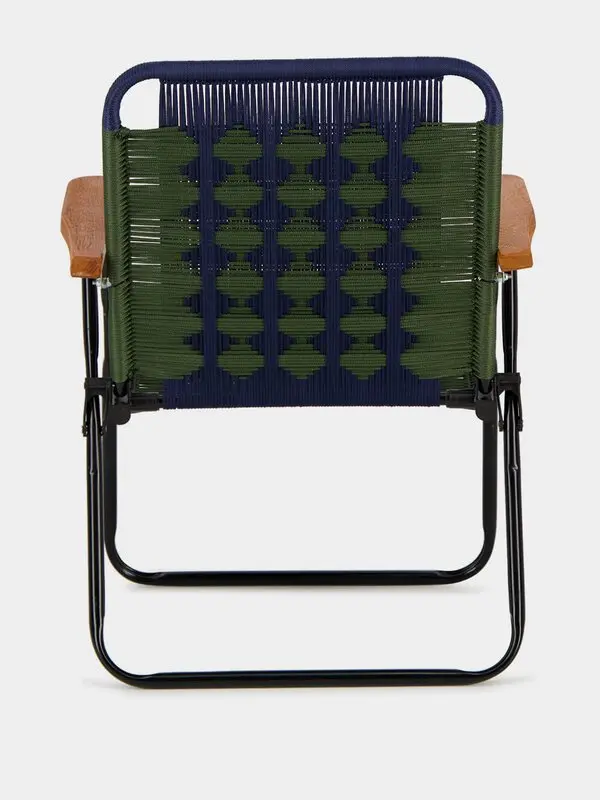 TRAMEI Woven Folding Chair With Wooden Arms