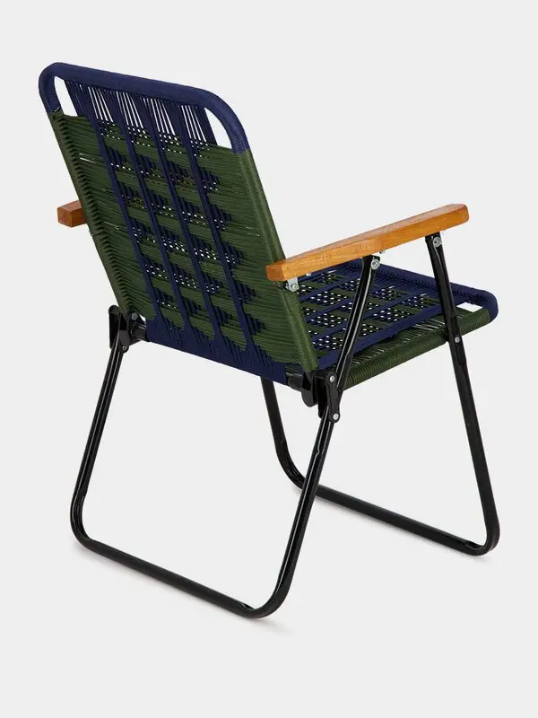 TRAMEI Woven Folding Chair With Wooden Arms