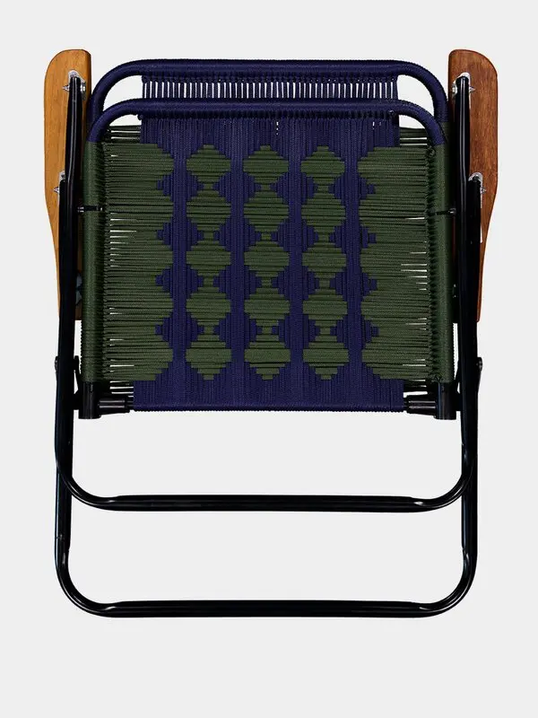 TRAMEI Woven Folding Chair With Wooden Arms