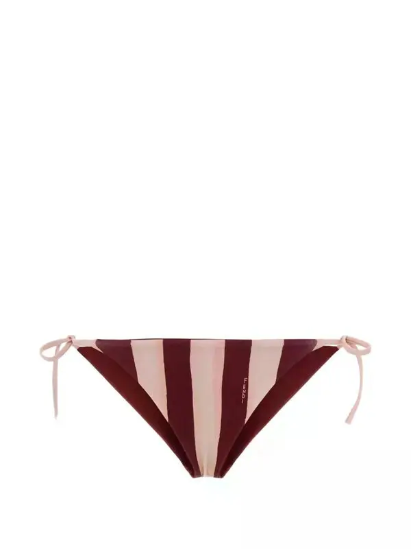 Fendi Striped Side-tie Bikini Bottoms - Red