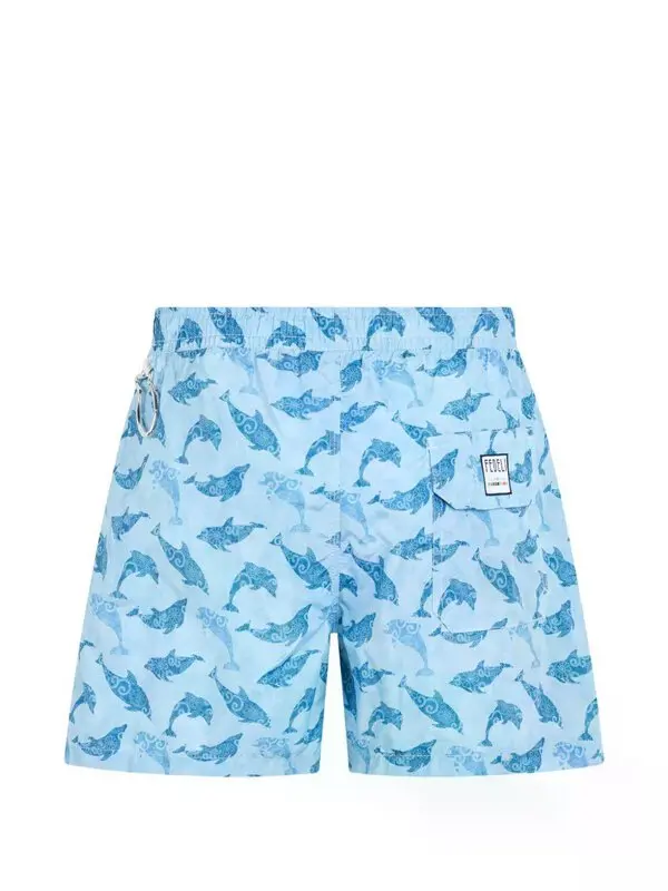 Fedeli Marine Pattern Swim Shorts - Blue