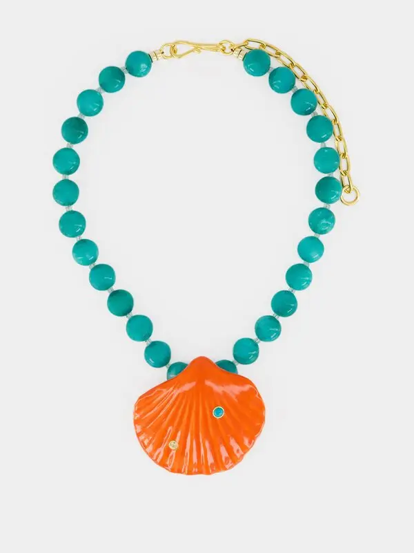 LIZZIE FORTUNATO Beaded Shell Pendant Necklace - Multicolour