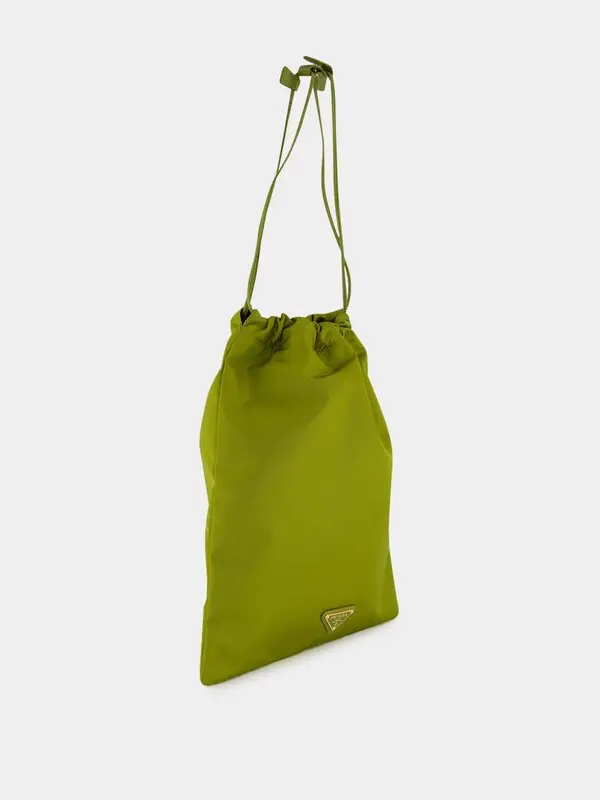 Prada Re-nylon Pouch With Leather Lace Detailing - Green
