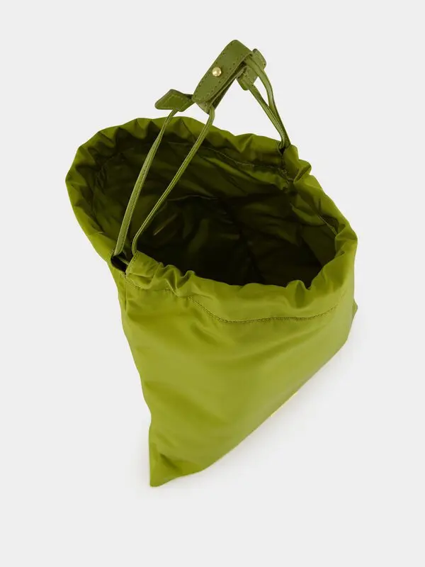 Prada Re-nylon Pouch With Leather Lace Detailing - Green