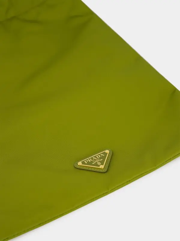 Prada Re-nylon Pouch With Leather Lace Detailing - Green