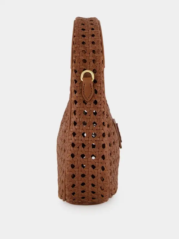 Miu Miu Oak Wander Woven Leather Hobo Bag - Brown