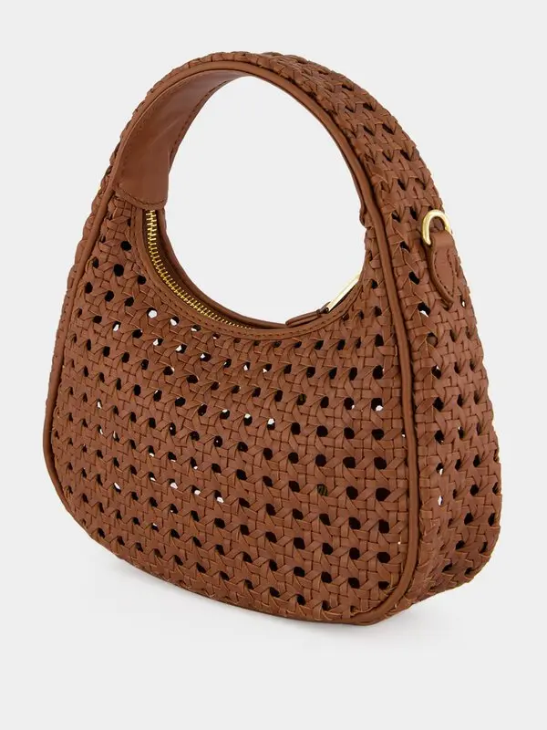 Miu Miu Oak Wander Woven Leather Hobo Bag - Brown