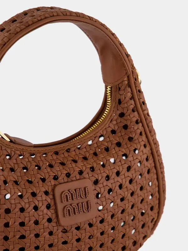 Miu Miu Oak Wander Woven Leather Hobo Bag - Brown