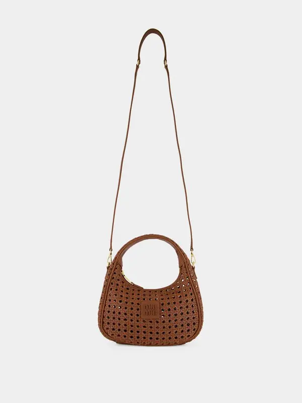 Miu Miu Oak Wander Woven Leather Hobo Bag - Brown