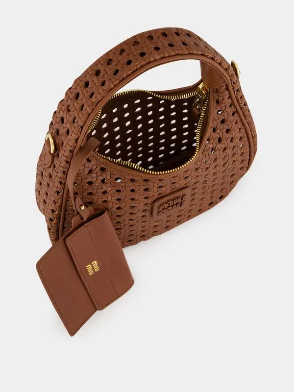 Miu Miu Oak Wander Woven Leather Hobo Bag - Brown