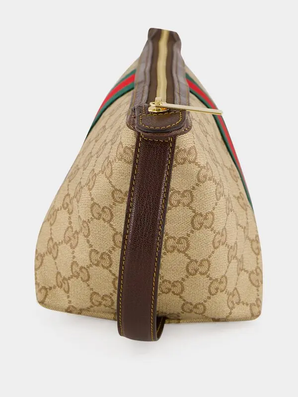 Gucci Gg Canvas Toiletry Case With Web Stripe - Beige