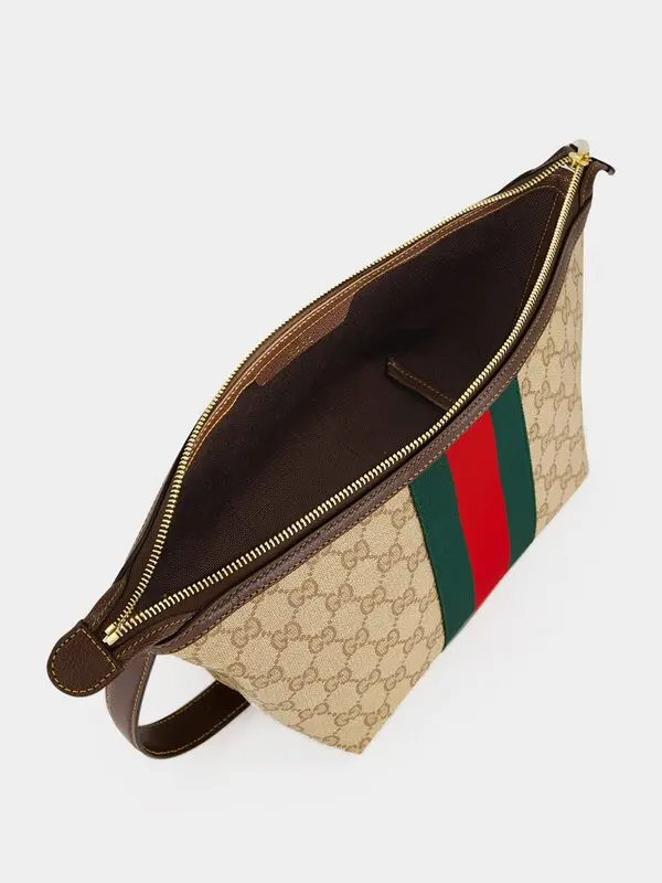 Gucci Gg Canvas Toiletry Case With Web Stripe - Beige
