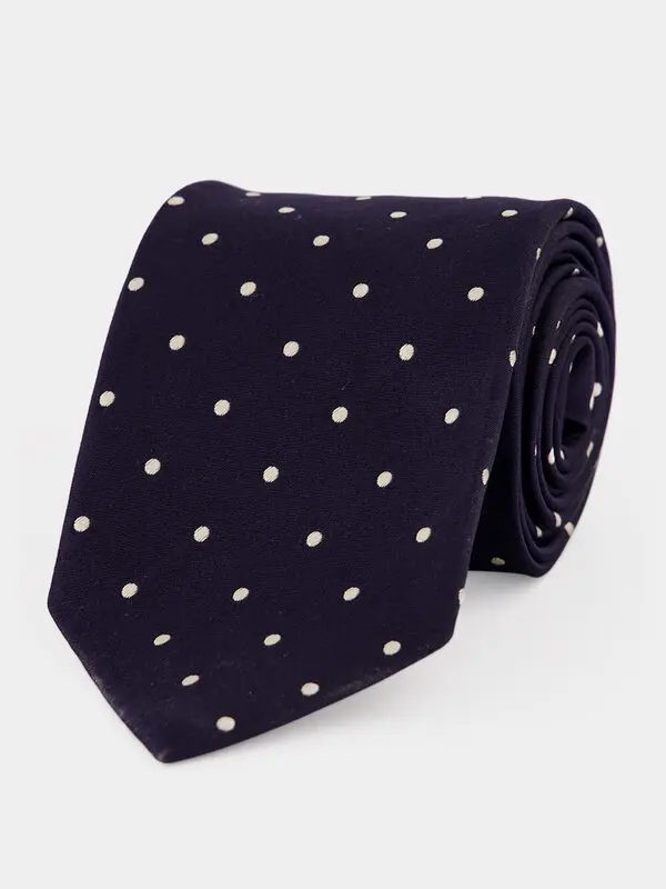 TOM FORD Navy Polka Dot Silk Neck Tie - Blue