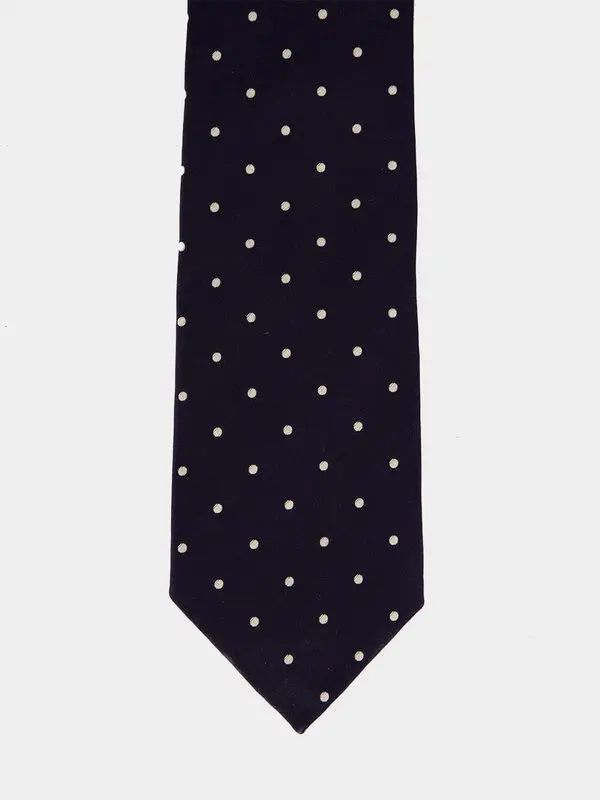TOM FORD Navy Polka Dot Silk Neck Tie - Blue