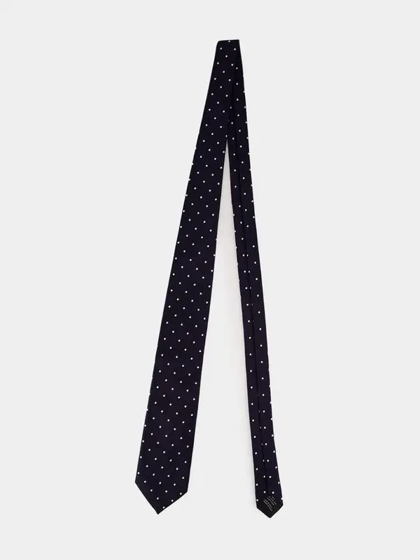 TOM FORD Navy Polka Dot Silk Neck Tie - Blue