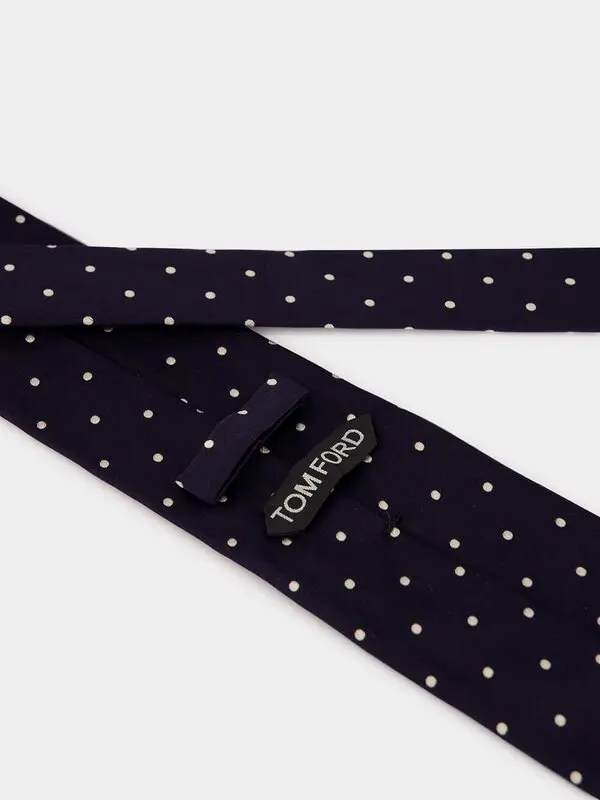 TOM FORD Navy Polka Dot Silk Neck Tie - Blue