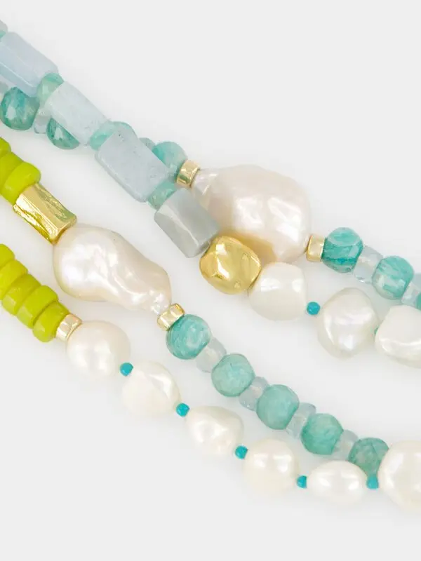 LIZZIE FORTUNATO Aqua Cabana" Beaded Statement Necklace