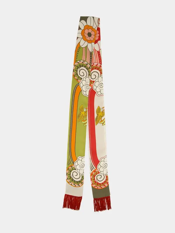 La DoubleJ Anemone Ghirlanda Silk Skinny Scarf - Multicolour