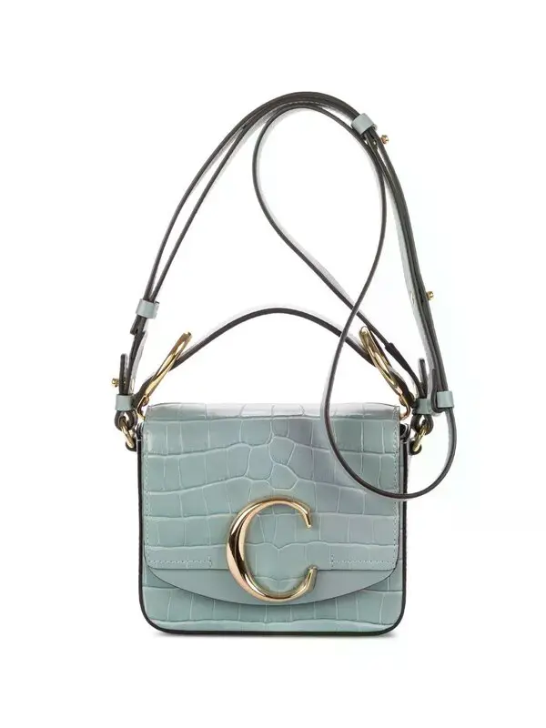 Chloé C Crocodile-effect Shoulder Bag - Blue