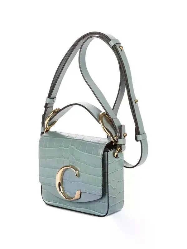 Chloé C Crocodile-effect Shoulder Bag - Blue