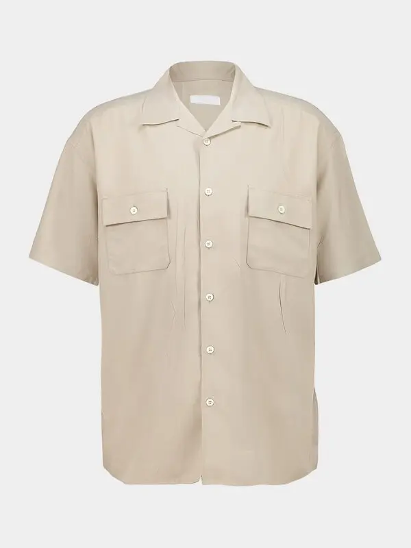Prada Limestone Silk Bowling Shirt