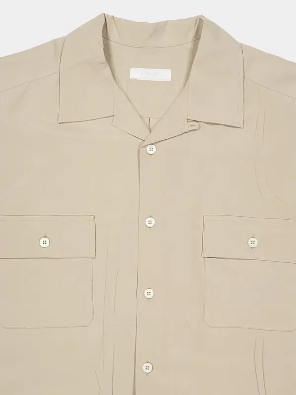 Prada Limestone Silk Bowling Shirt