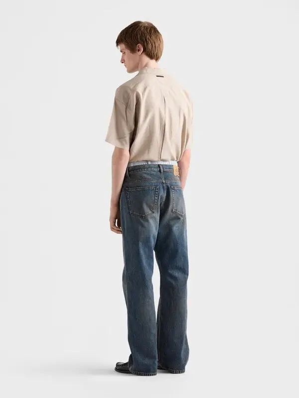 Prada Limestone Silk Bowling Shirt