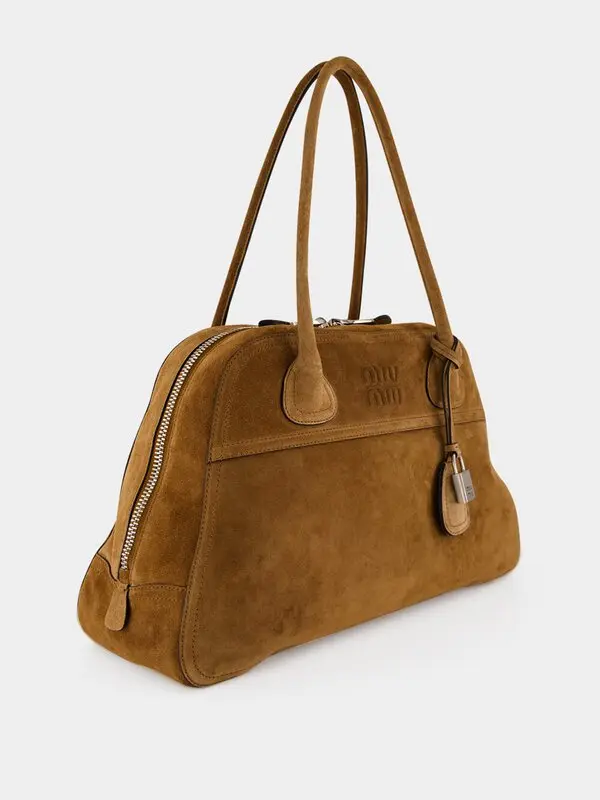 Miu Miu Suede Medium Bag With Lock Detail