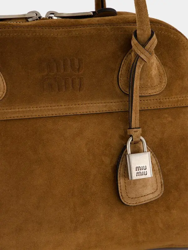 Miu Miu Suede Medium Bag With Lock Detail