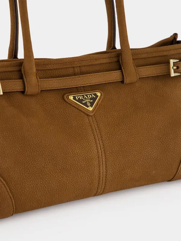Prada Cocoa Bonnie Leather Handbag - Brown