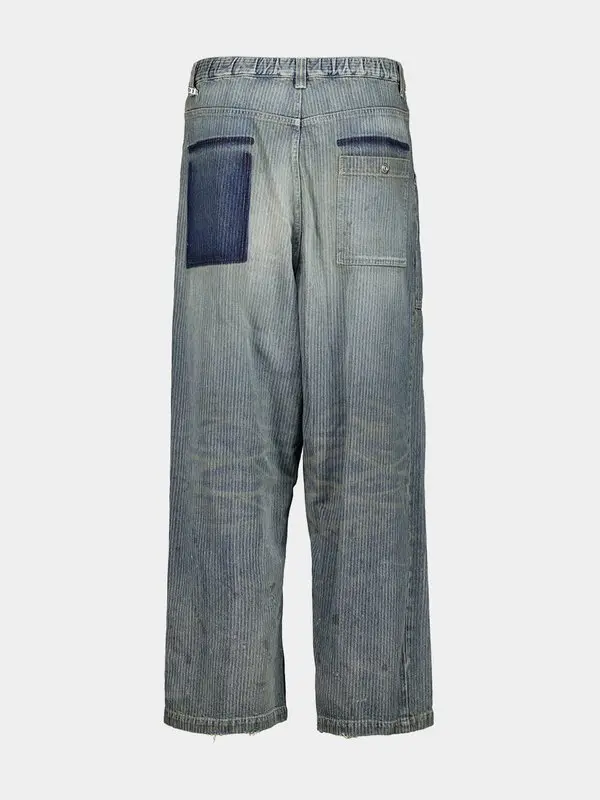 Mihara Yasuhiro Indigo Stripe Denim Bush Pants