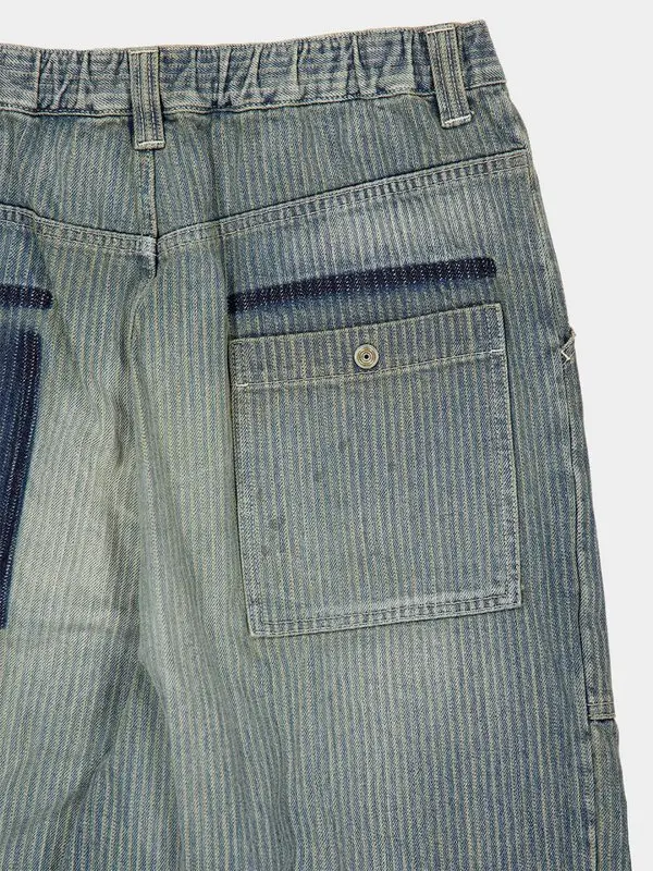 Mihara Yasuhiro Indigo Stripe Denim Bush Pants