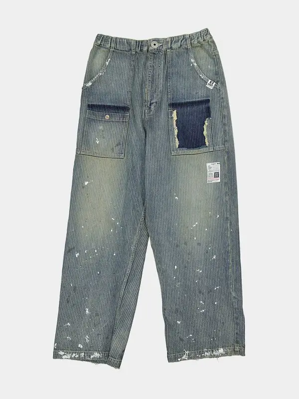 Mihara Yasuhiro Indigo Stripe Denim Bush Pants