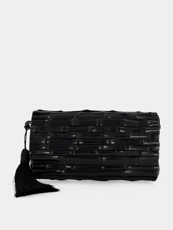 Glorinha Paranagua Gaya Lacquered Bamboo Clutch - Black
