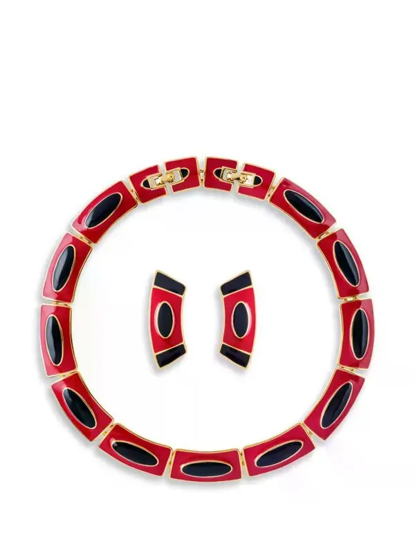 MONET Gold-tone And Geometric Set - Red
