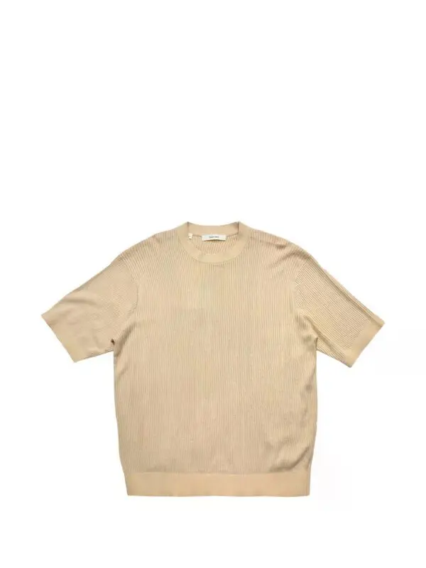SELECTED Mattis Ribbed-knit T-shirt - Neutrals