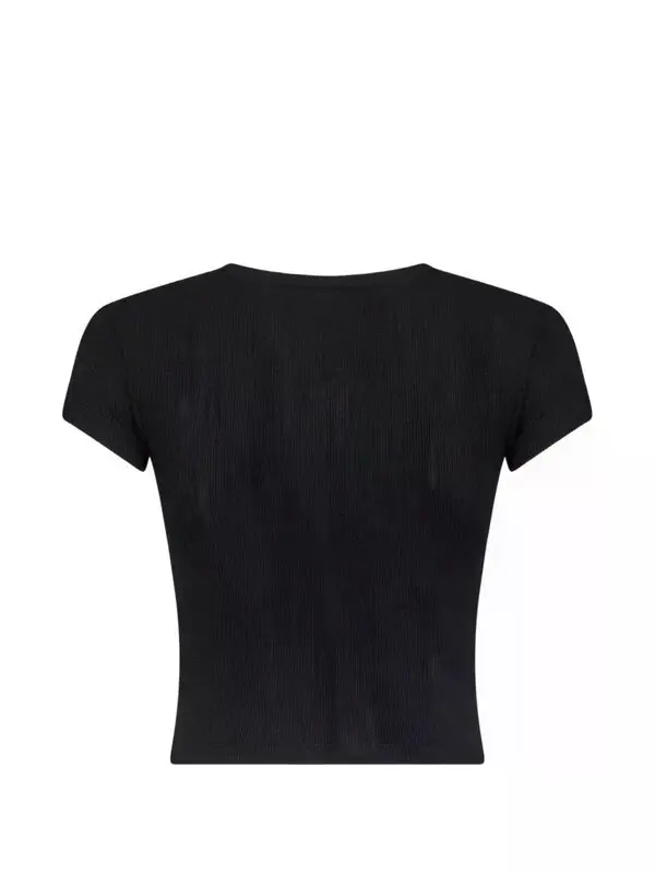 VIVIENNE WESTWOOD Embroidered Ribbed Cropped T-shirt - Black