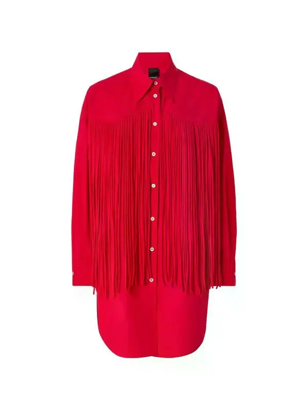 Pinko Fringe Detail Mini Dress - Red